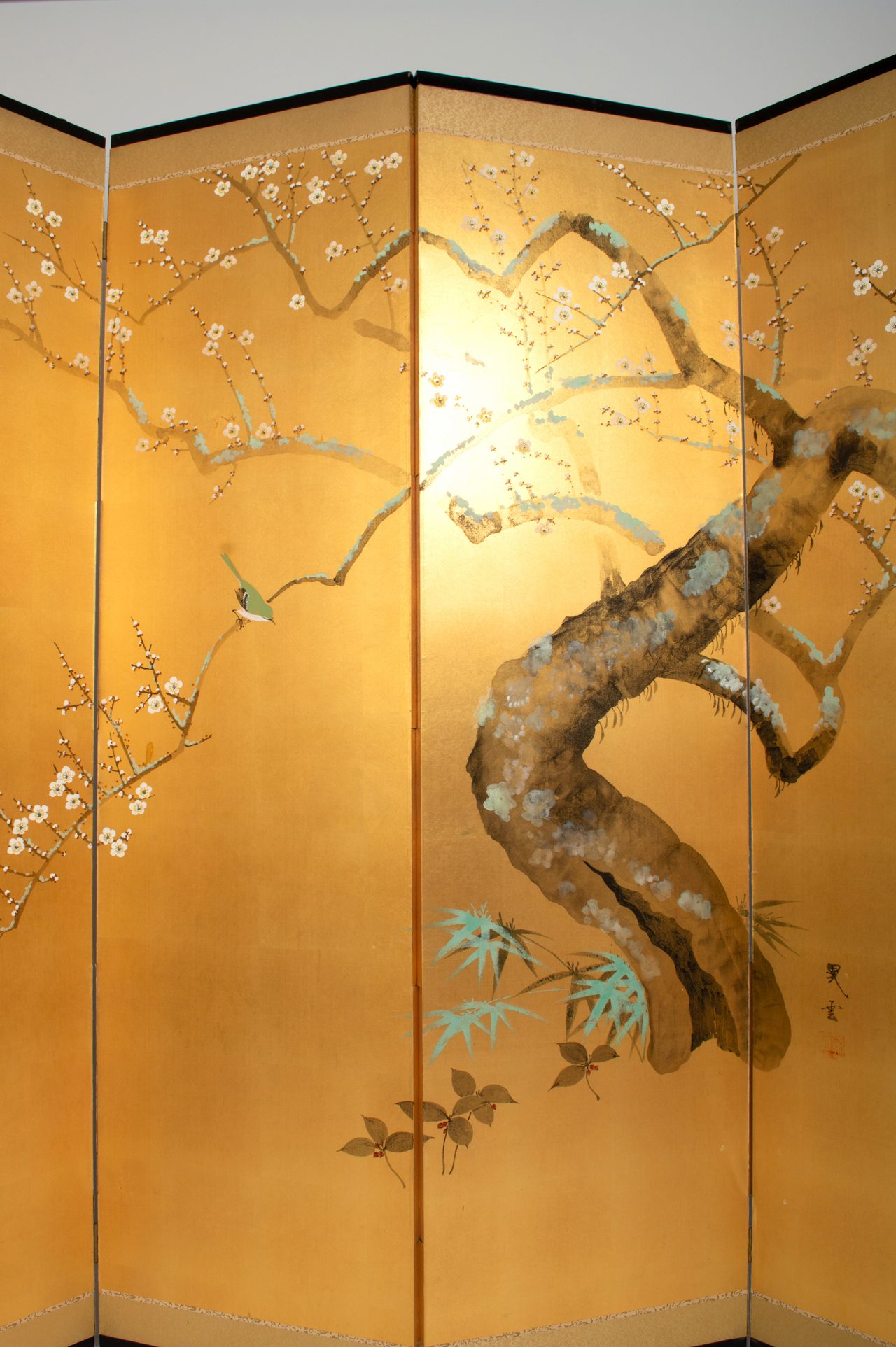 Antique Japanese Four-Panel Screen ‘Byobu’. Nihonga School, Meiji ...